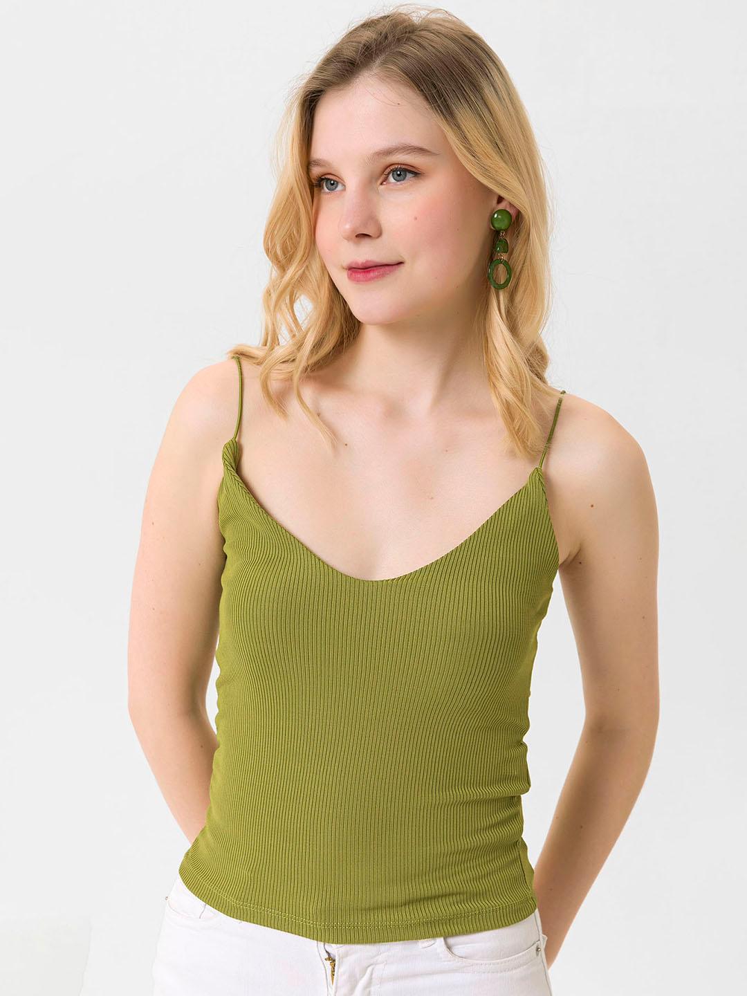 Buy Busem Women Green Shoulder Straps Top - Tops for Women 18725186 ...