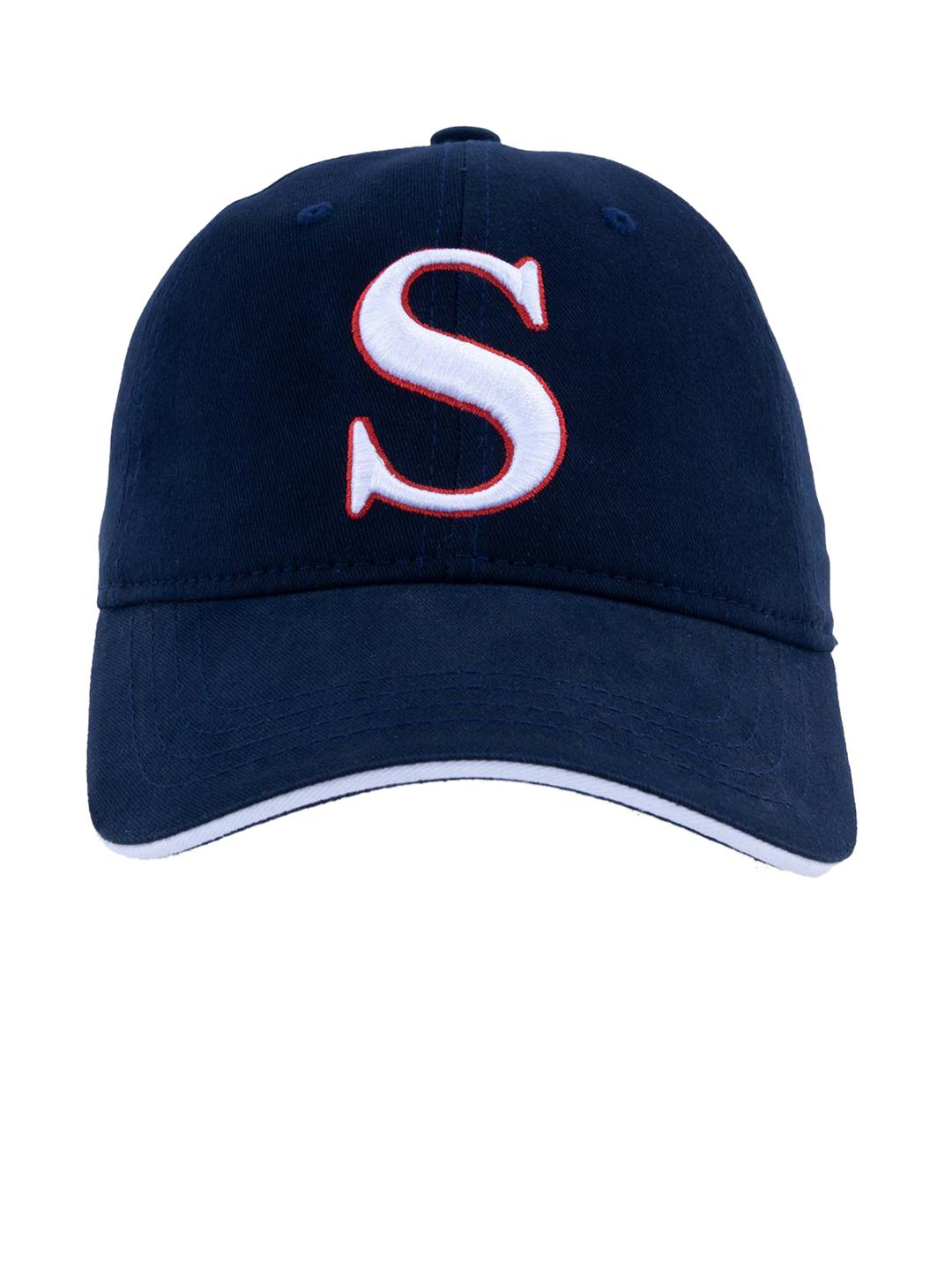 Buy Status Quo Men Navy Blue & White Embroidered Cotton Baseball Cap ...