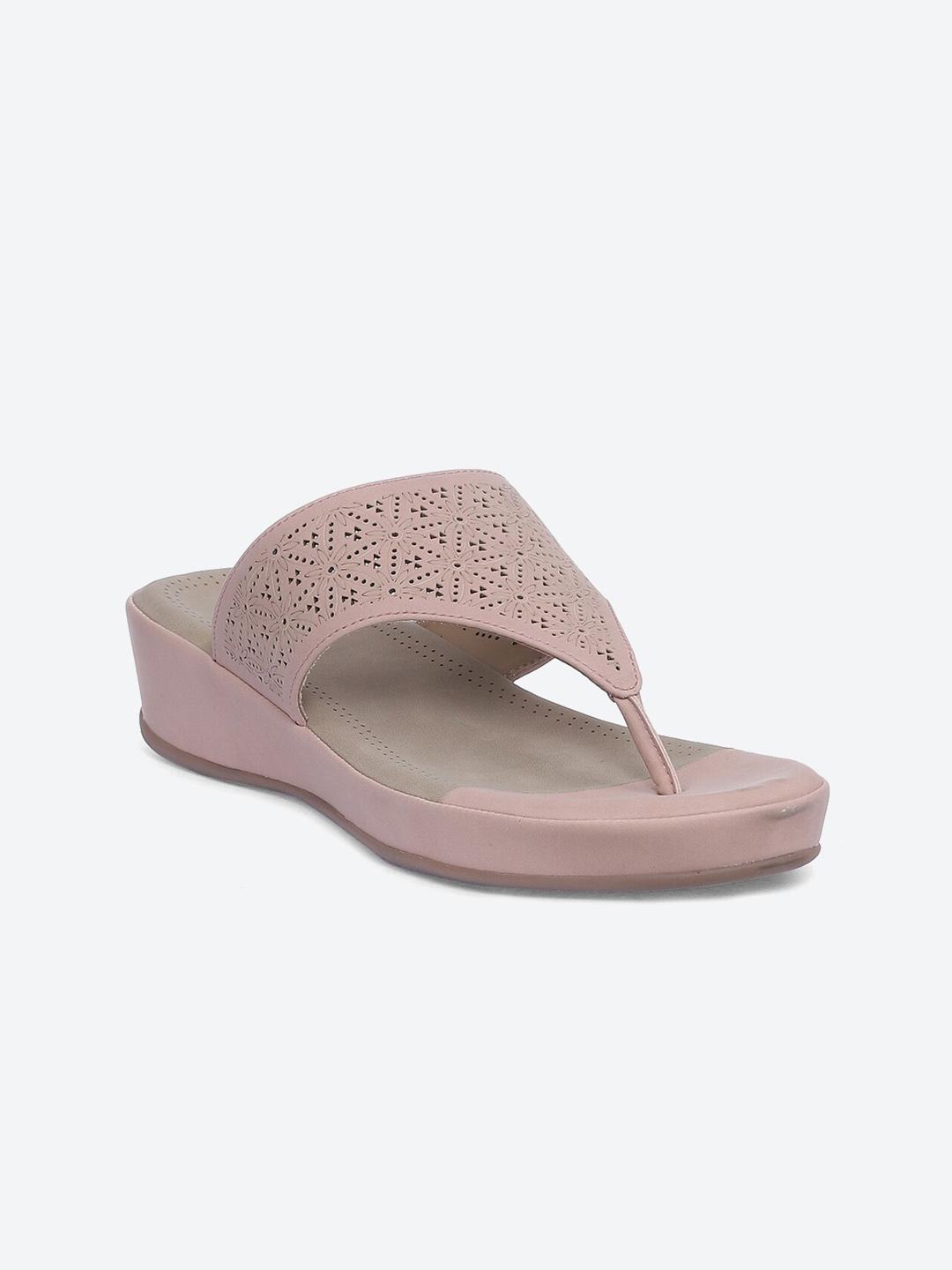 Buy Biba Women Pink Textured Open Toe Flats With Laser Cuts - Flats for ...