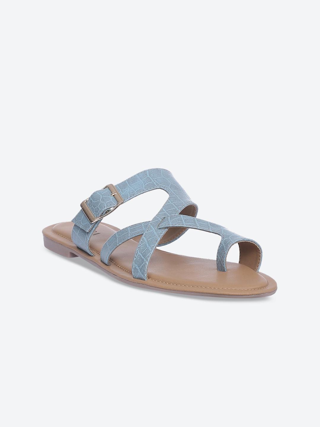 Buy Biba Women Blue Colourblocked One Toe Flats With Buckles - Flats ...