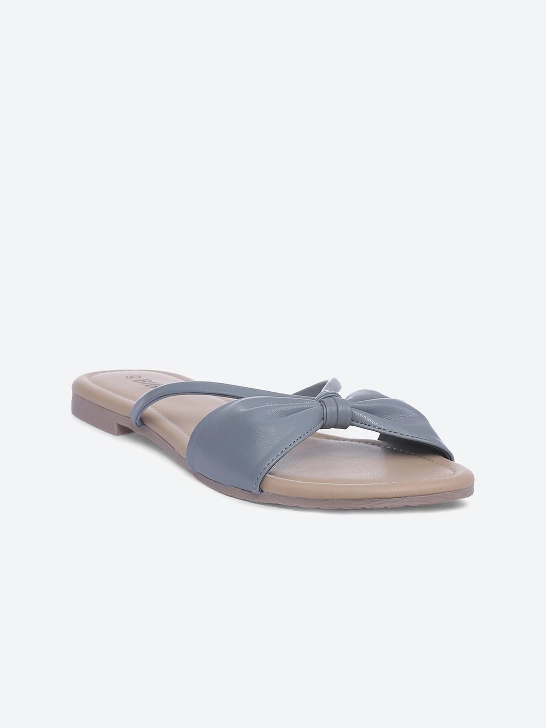 Buy Biba Women Grey Colourblocked Open Toe Flats With Bows - Flats for ...