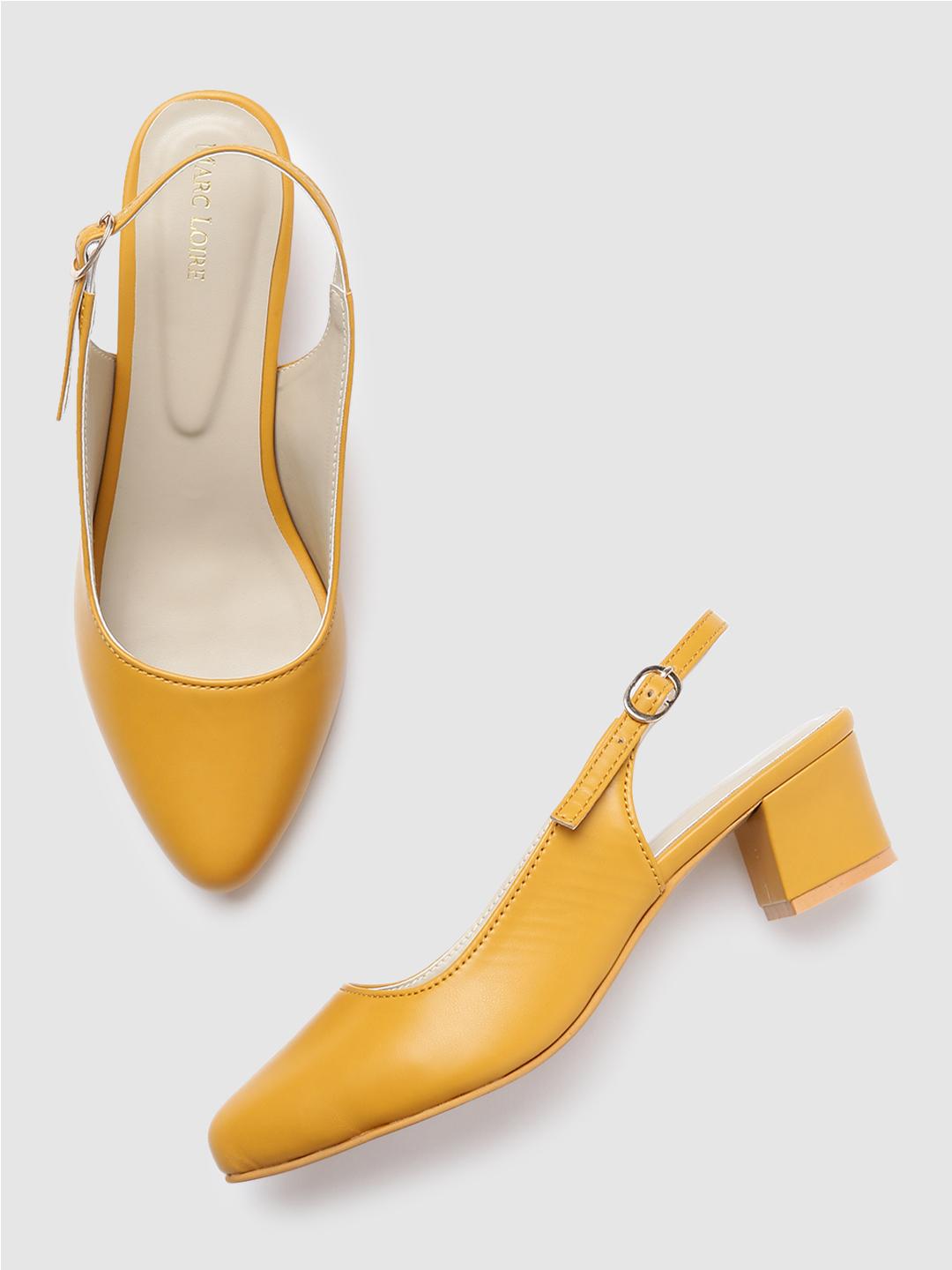 Buy Marc Loire Mustard PU Work Block Pumps - Heels for Women 18773406 ...
