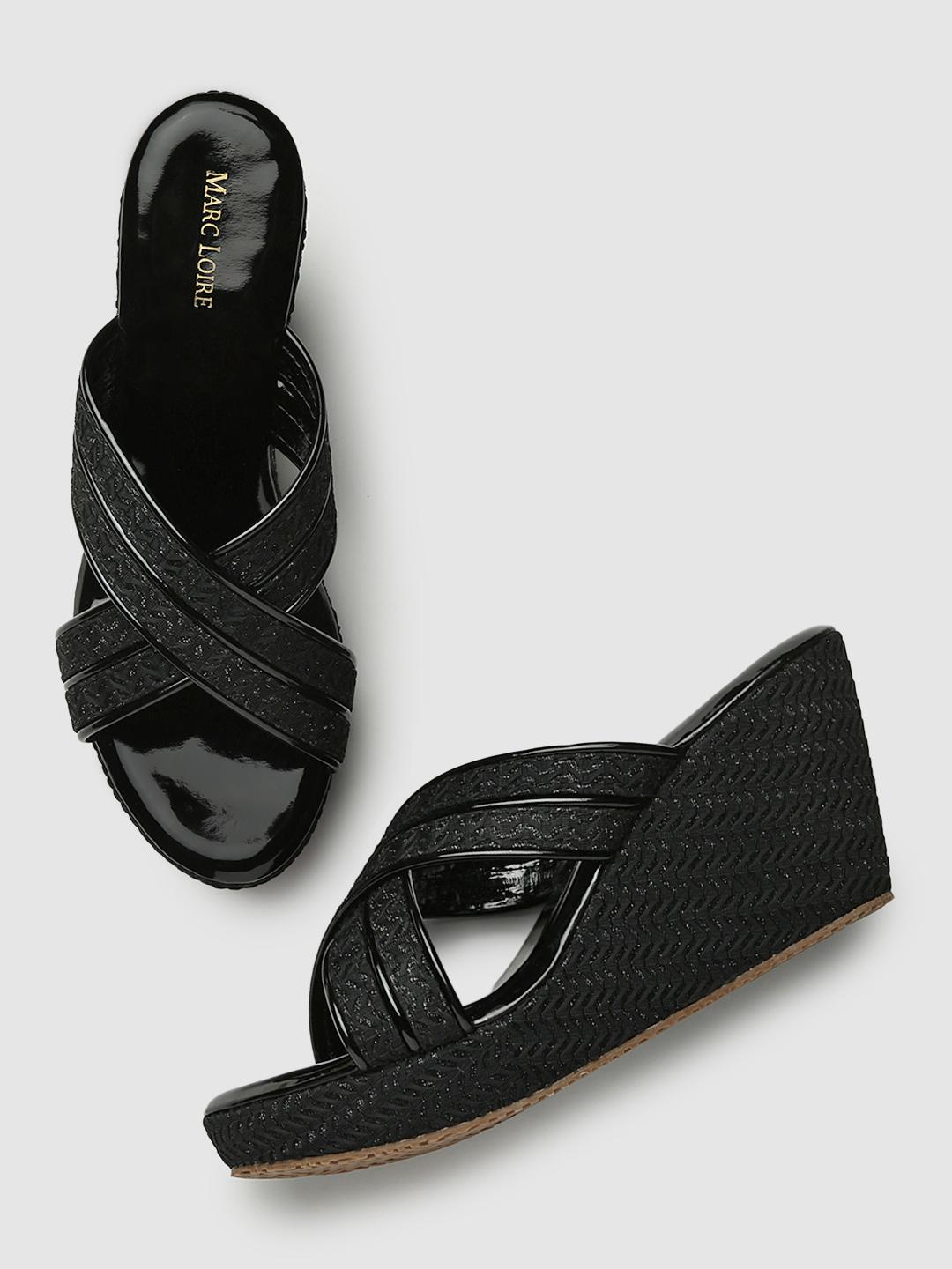 Buy Marc Loire Black PU Work Wedge Sandals - Heels for Women 18773506 ...