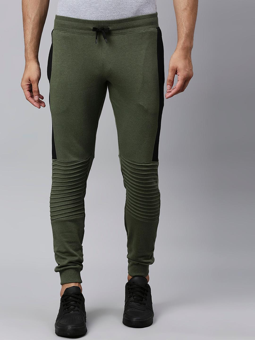Buy High Star Men Olive Green Solid Slim Fit Joggers - Track Pants for ...