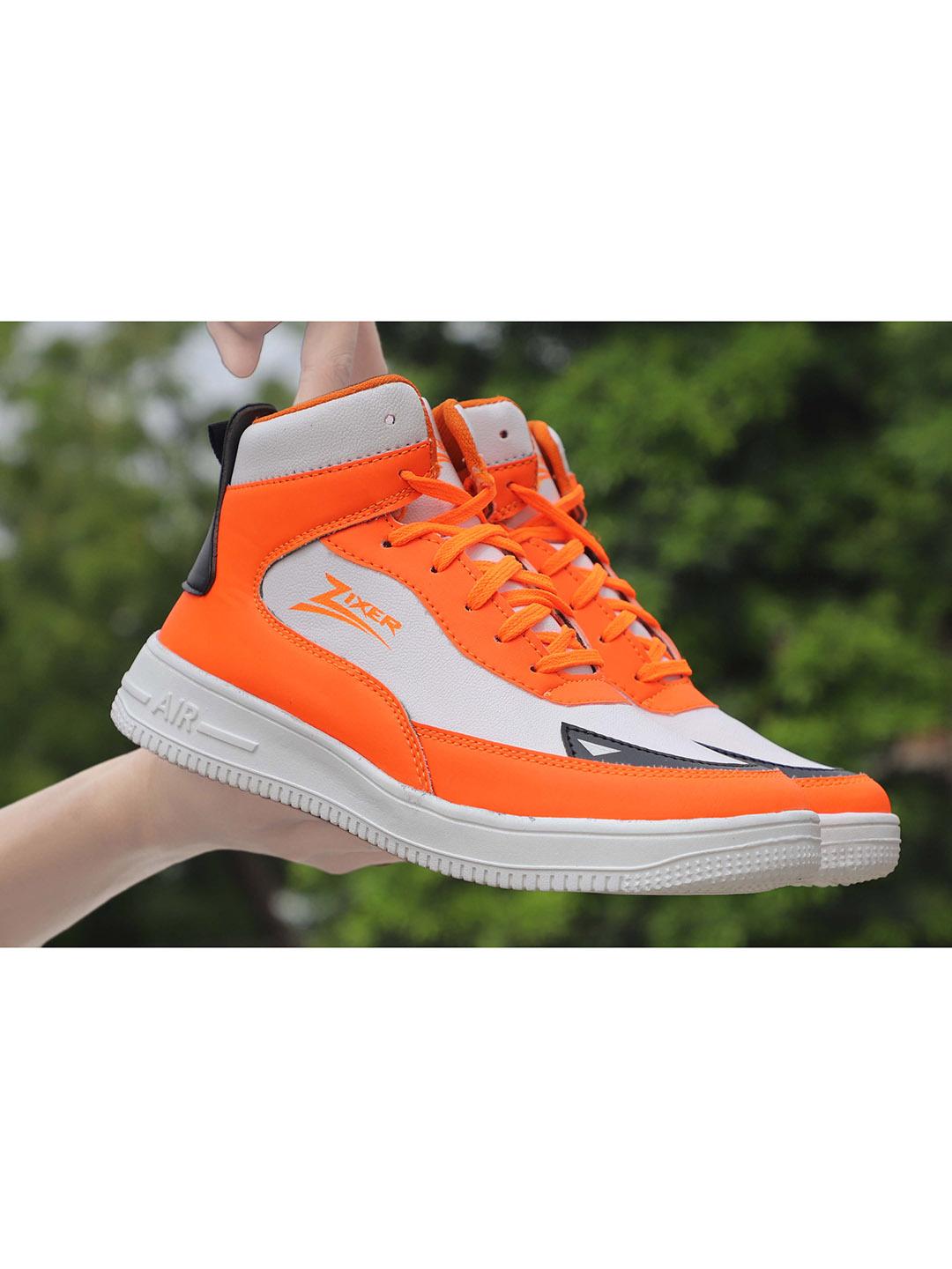 Buy Zixer Men Orange Colourblocked Sneakers - Casual Shoes for Men ...