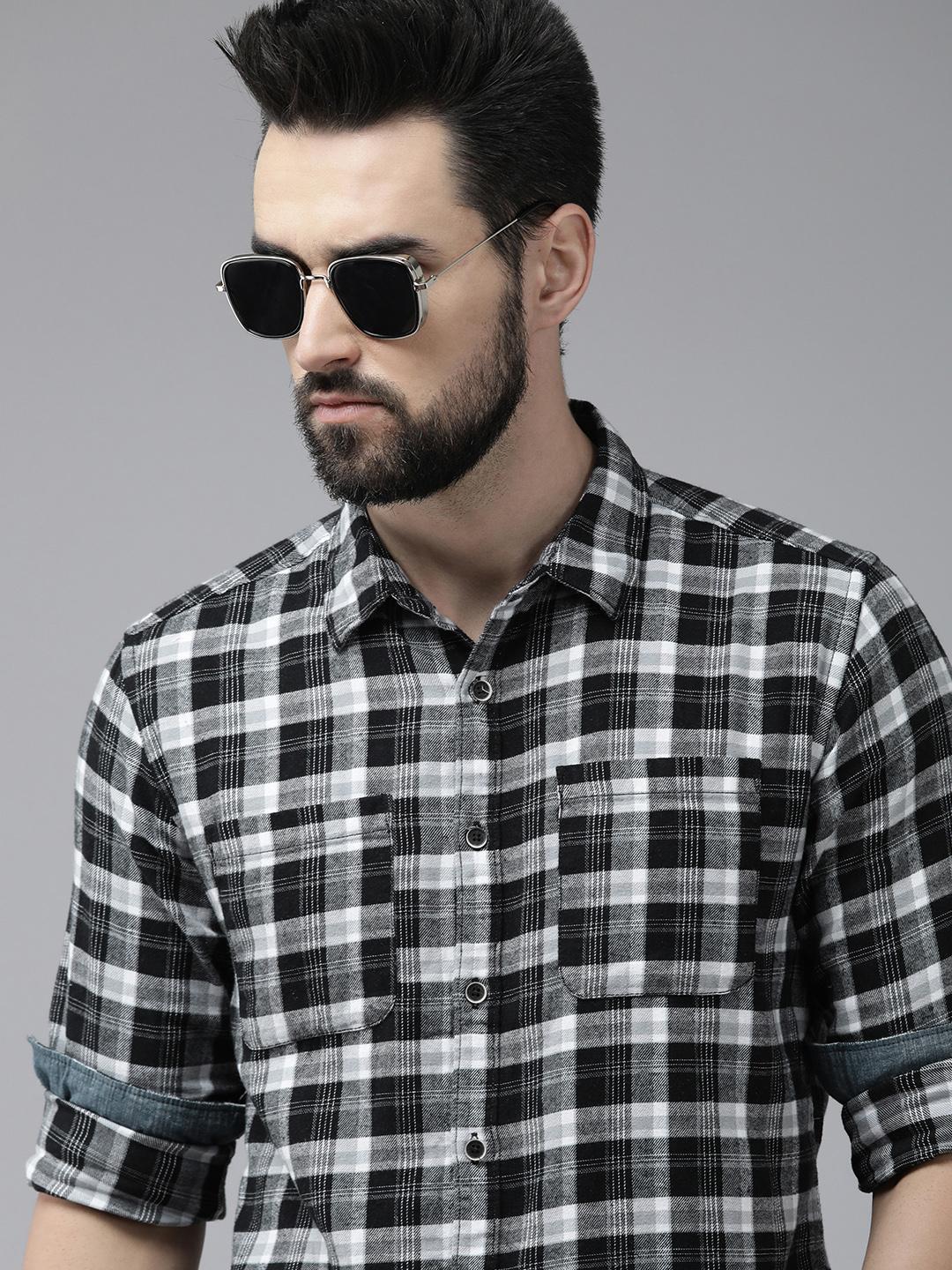 Buy BEAT LONDON By PEPE JEANS Men Black & White Slim Fit Tartan Checked Casual Shirt - Shirts ...