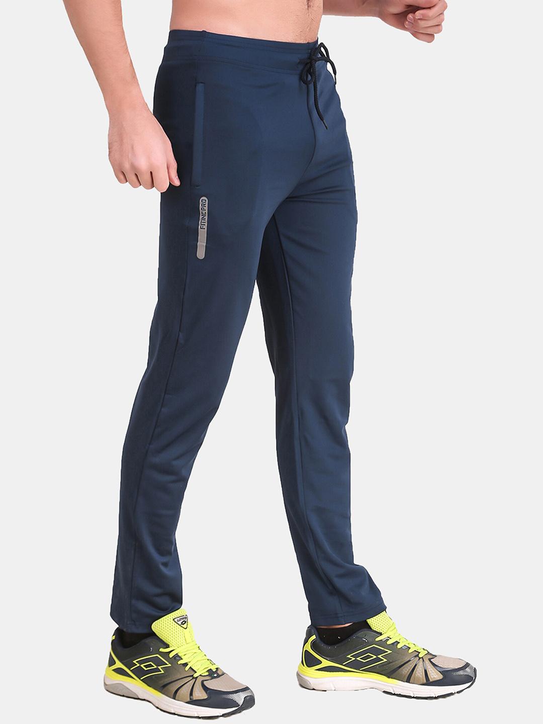 Buy FITINC Men Navy Blue Solid Slim Fit Track Pants - Track Pants for ...