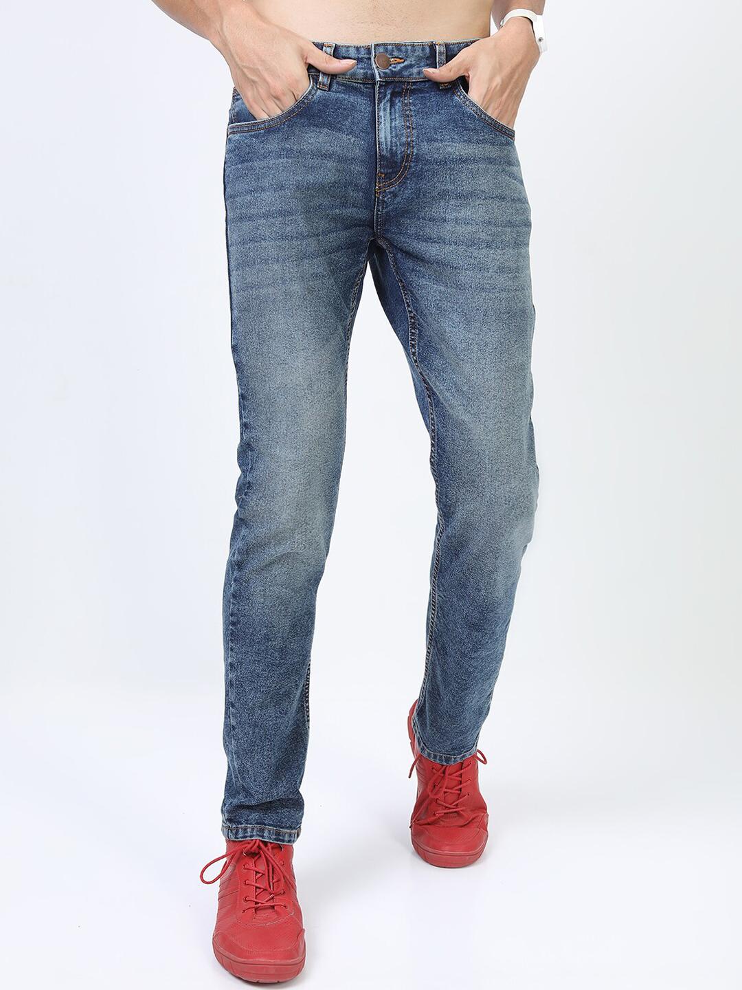 Buy KETCH Men Blue Slim Fit Low Distress Heavy Fade Stretchable Jeans ...