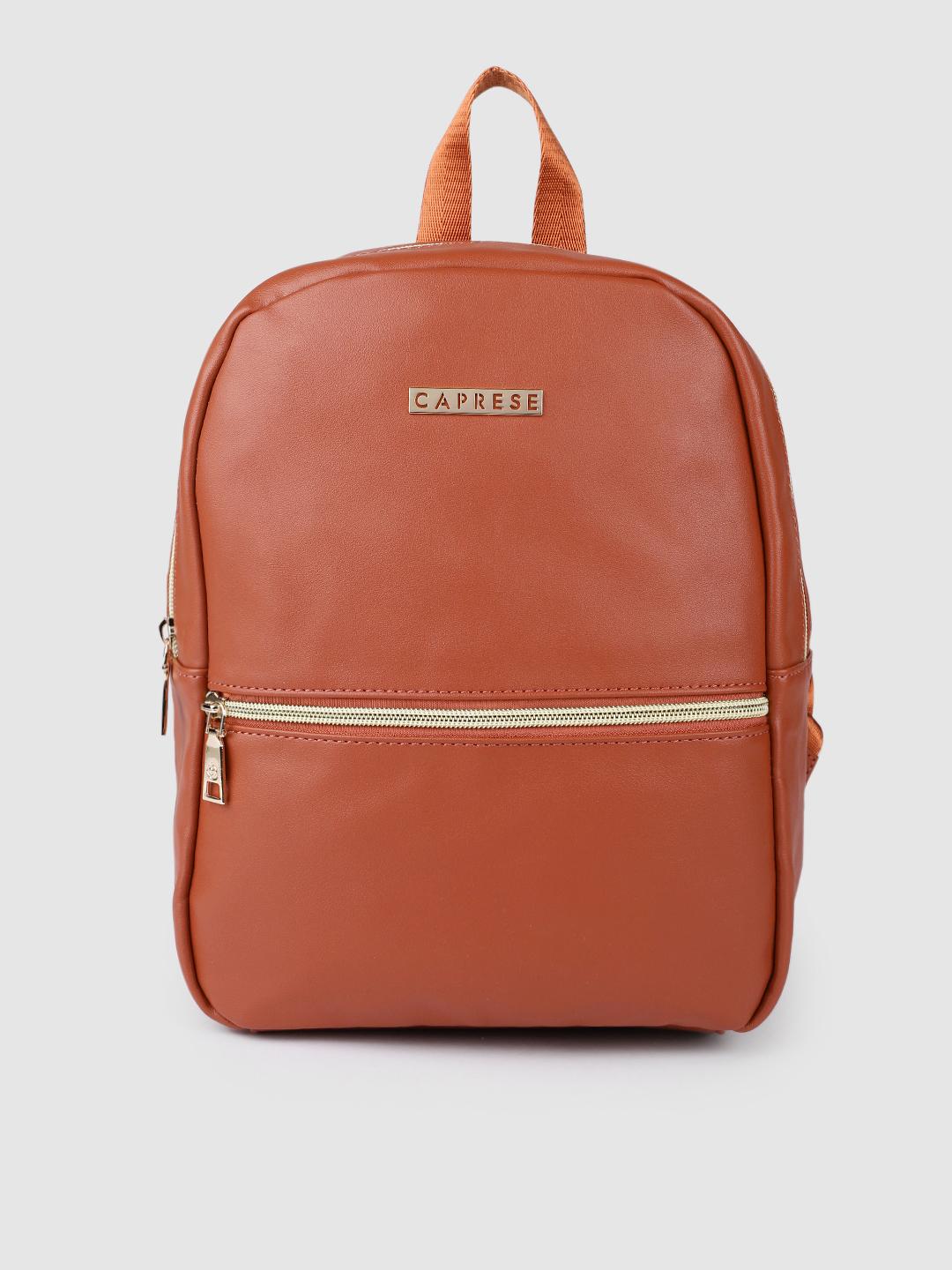 Buy Caprese Women Rust Brown Solid Backpack - Backpacks for Women ...