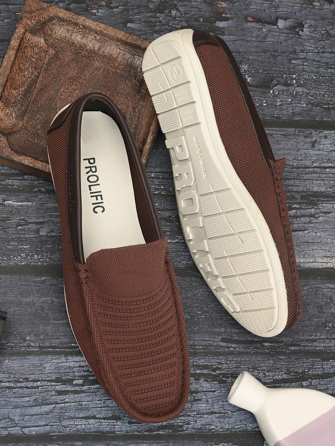 Buy Prolific Men Brown Textured Slip On Sneakers - Casual Shoes for Men ...