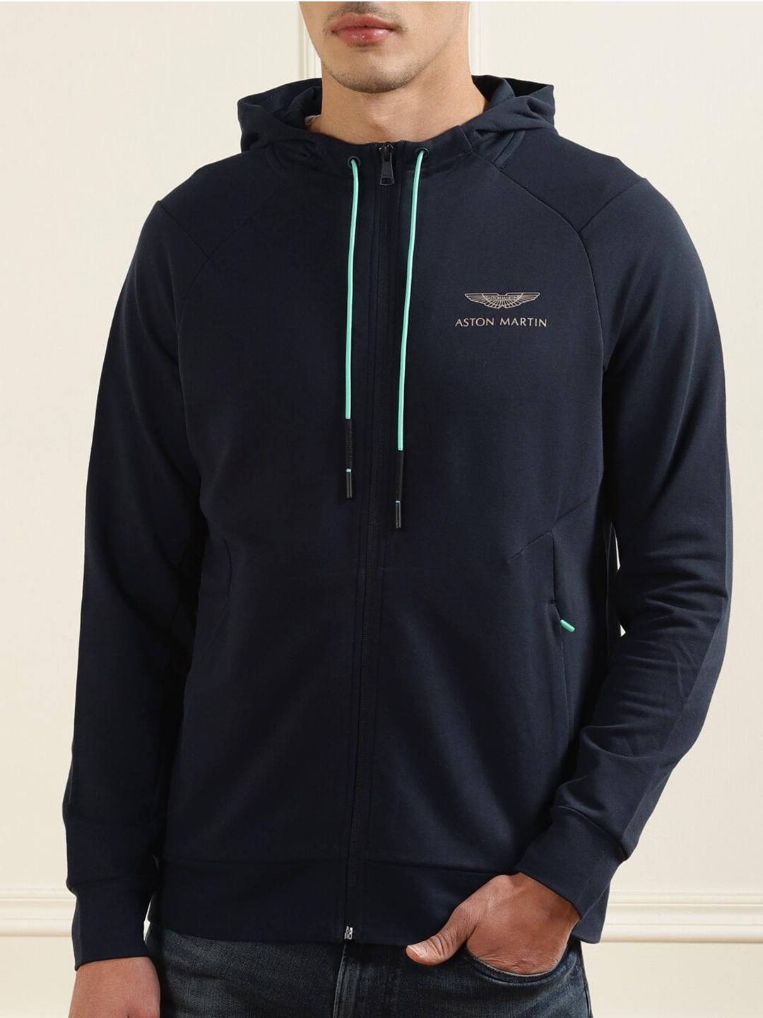 Buy HACKETT LONDON Men Navy Blue Hooded Sweatshirt - Sweatshirts for ...