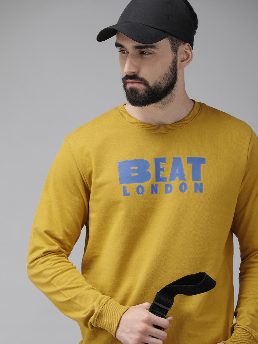 Buy BEAT LONDON By PEPE JEANS Men Mustard Printed Pure Cotton Pullover Sweatshirt - Sweatshirts ...