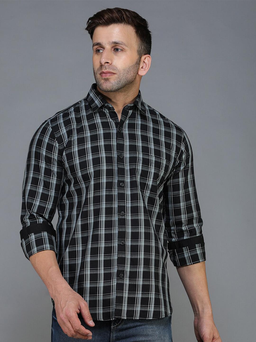 Buy TQS Men Black Standard Tartan Checks Checked Casual Shirt - Shirts ...