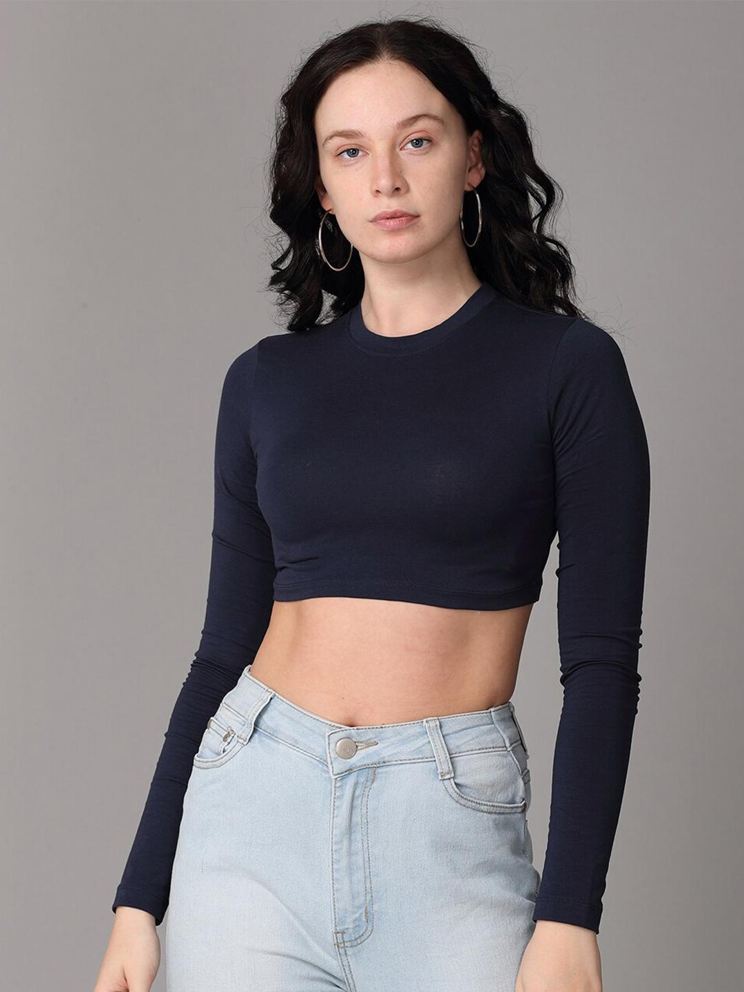 Buy Oh So Fly Navy Blue Crop Top - Tops for Women 18873830 | Myntra