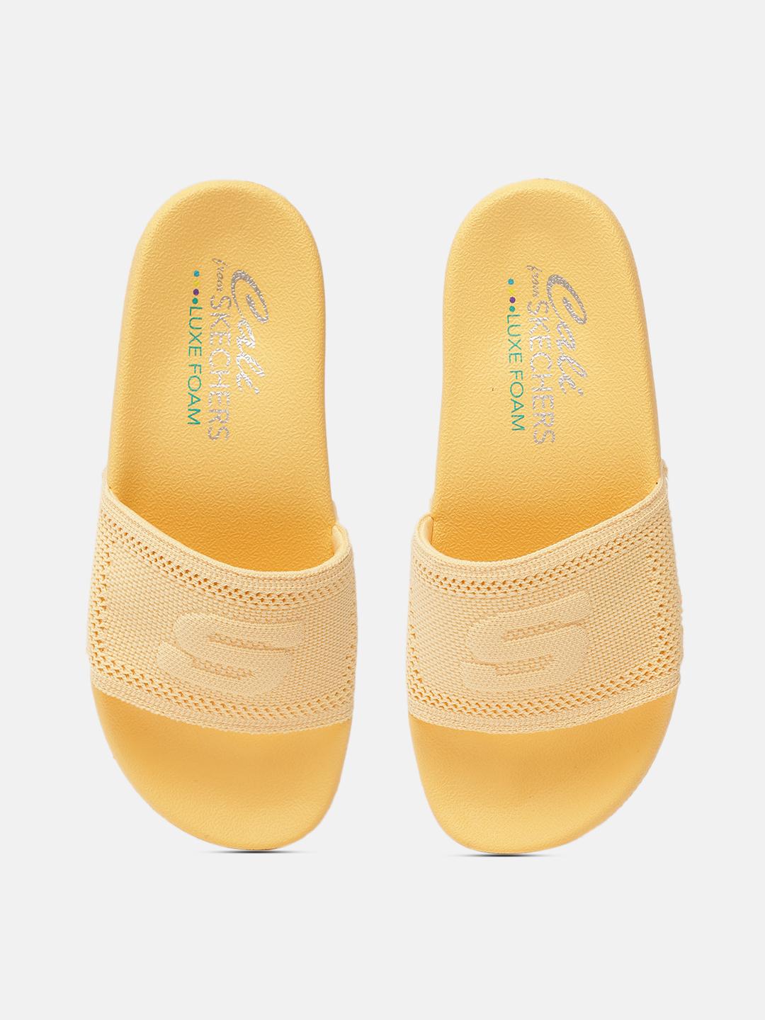 Buy Skechers Women Yellow POP UPS UNDISTURBED Sliders - Flip Flops for ...
