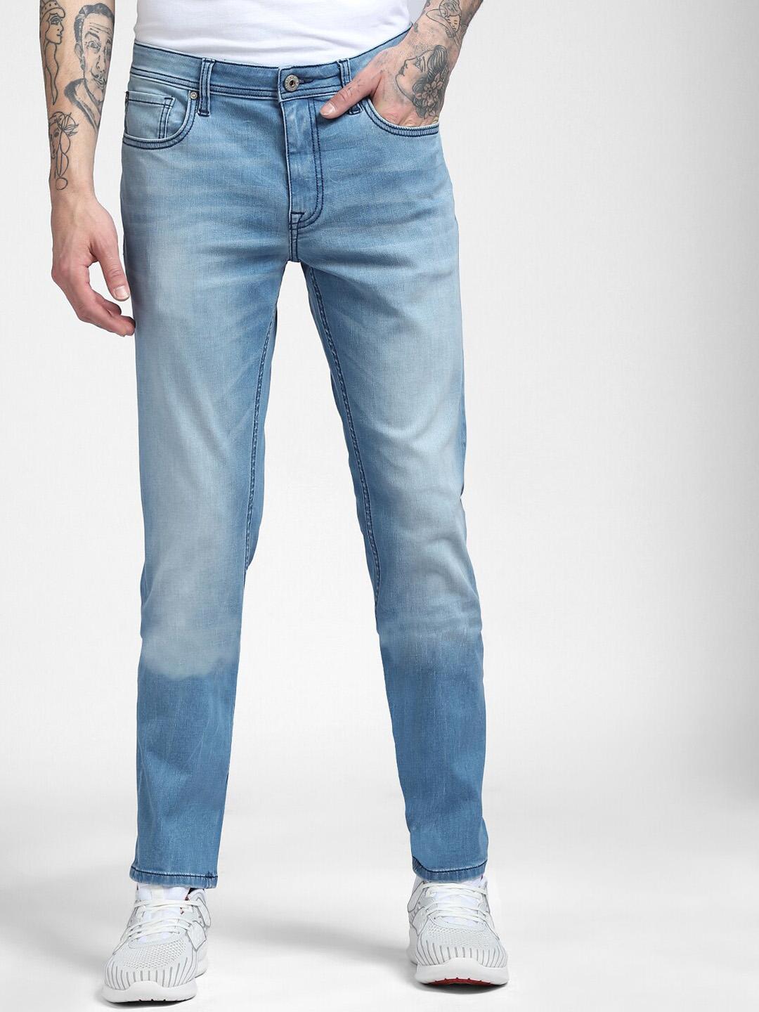 Buy Jack & Jones Men Blue Low Rise Low Distress Stretchable Jeans ...