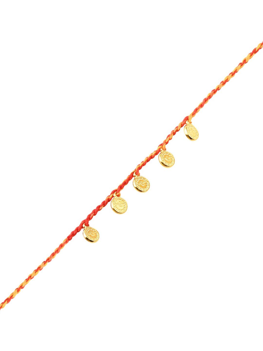 Buy Arendelle Men Red Nada Chadi Dhaga With Gold Coin Charm Rakhi ...