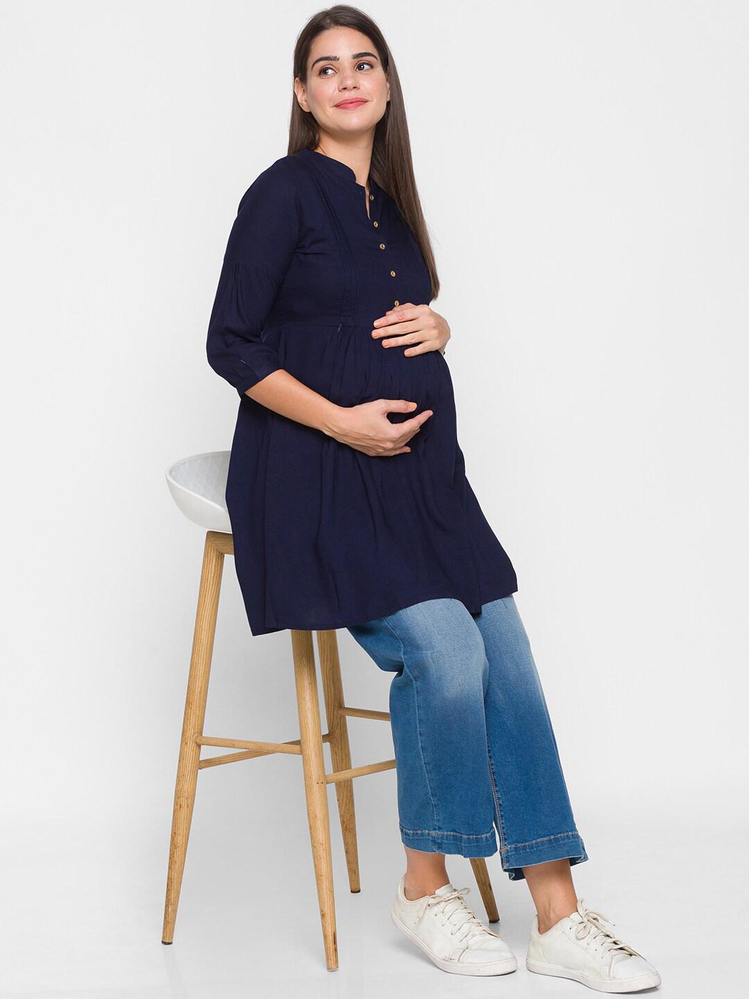 Buy AV2 Navy Blue Longline Maternity Top - Tops for Women 18954294 | Myntra