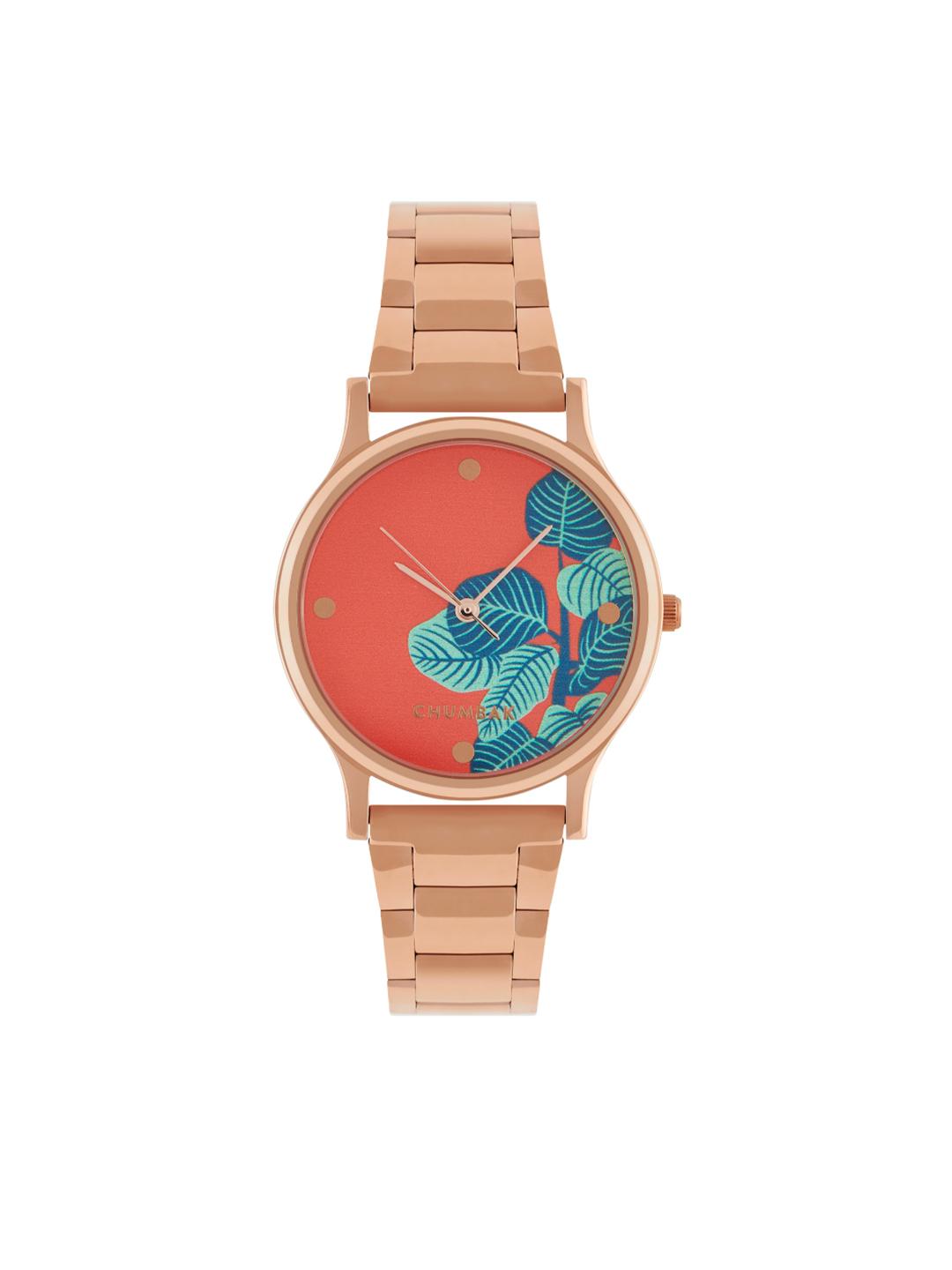 Buy TEAL BY CHUMBAK Women Multicoloured Brass Printed Dial & Rose Gold ...