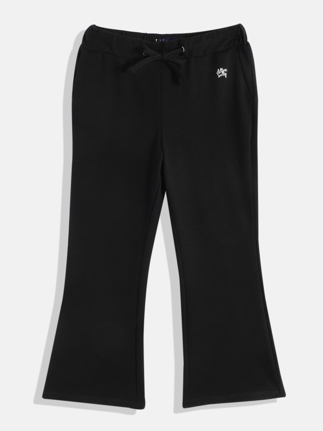 Buy Allen Solly Junior Girls Black Solid Bootleg Track Pants - Track ...