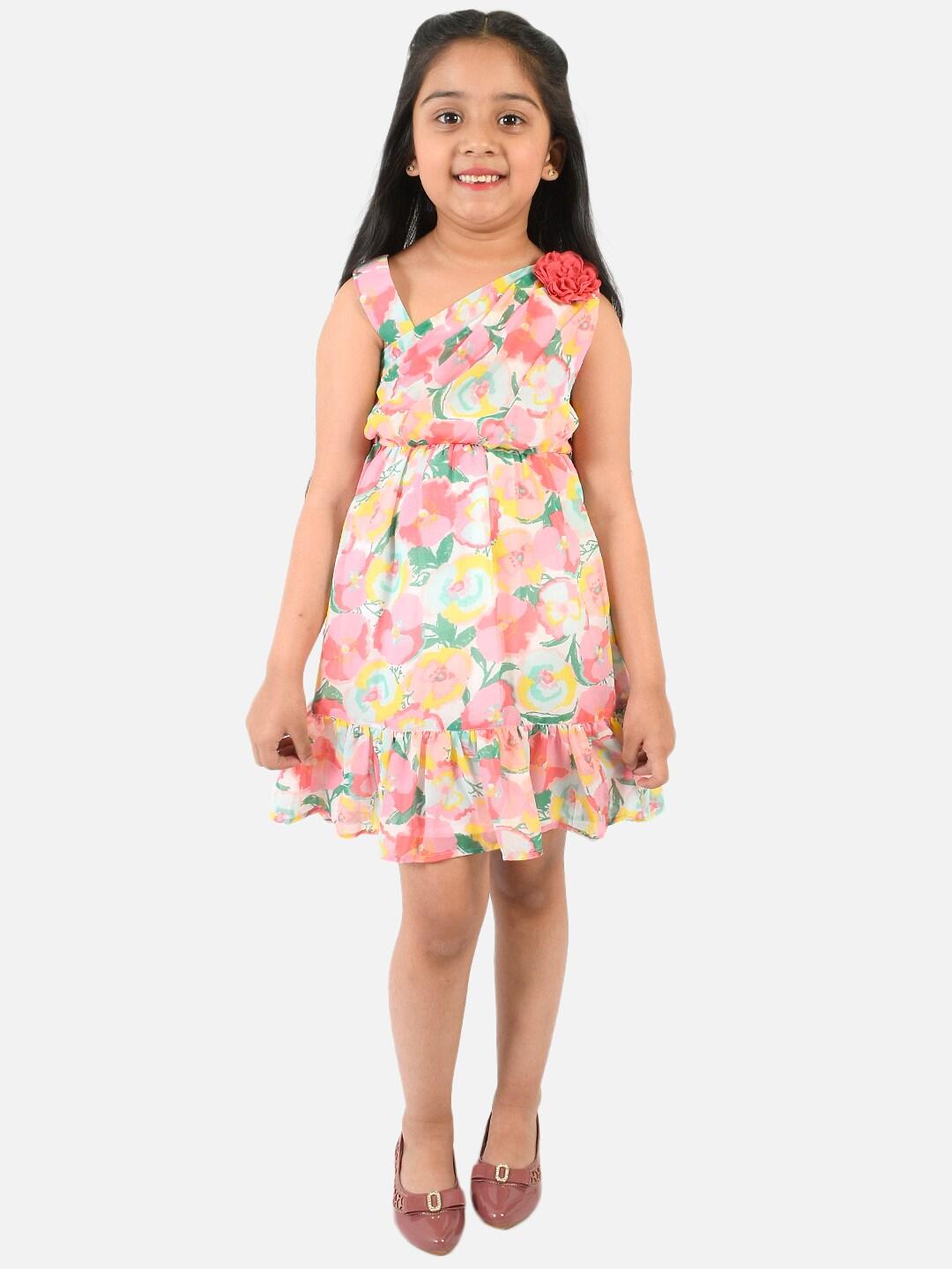 Buy Nauti Nati Multicoloured Floral Georgette Dress - Dresses for Girls ...