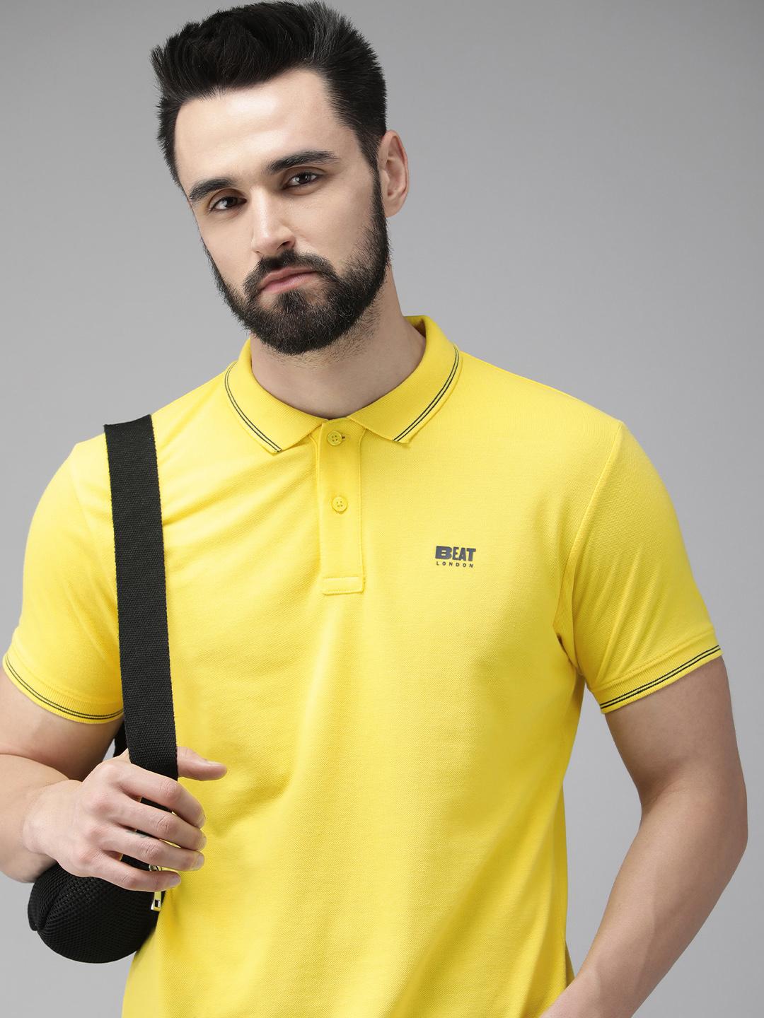 Buy BEAT LONDON By PEPE JEANS Men Yellow Brand Logo Printed Polo Collar Applique T Shirt ...