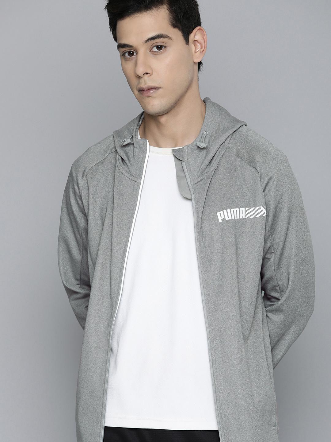 Buy Puma Men Grey Solid Dry Fit Tec Outdoor Regular Fit Sporty Jacket ...