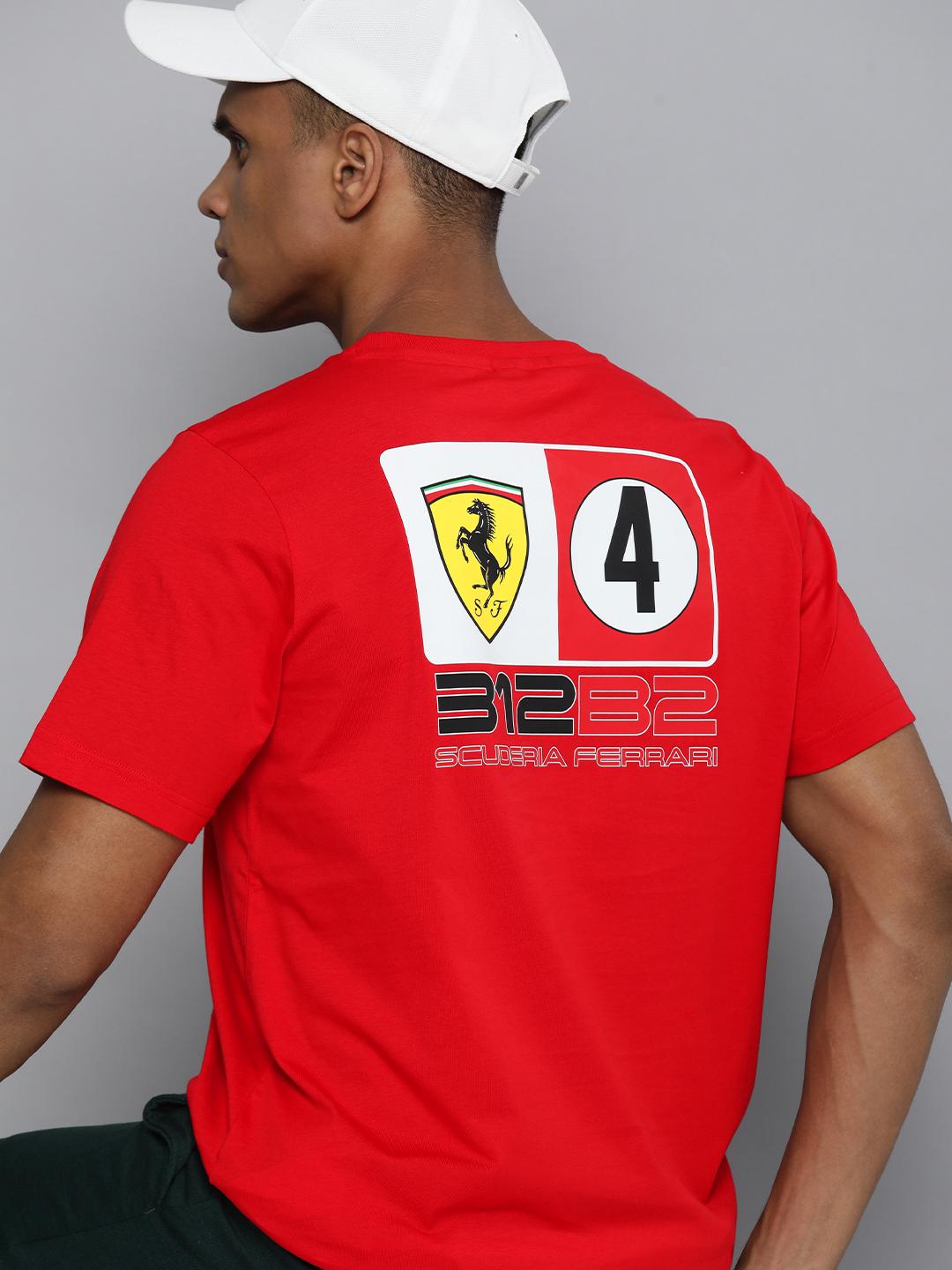 Buy PUMA Motorsport Men Red Printed Ferrari Race Col Shield Pure Cotton ...