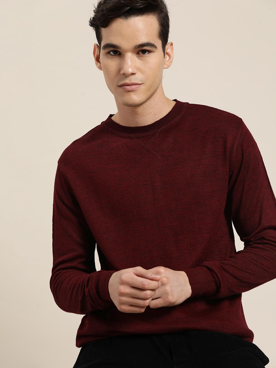 Buy INVICTUS Men Maroon Knitted Pullover - Sweaters for Men 19009752 ...