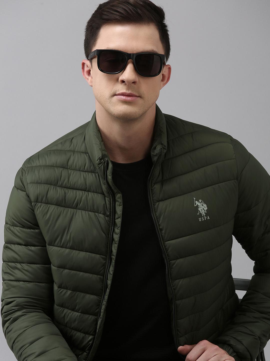 Buy U.S. Polo Assn. Men Olive Green Solid Puffer Jacket - Jackets for Men 19020422 | Myntra