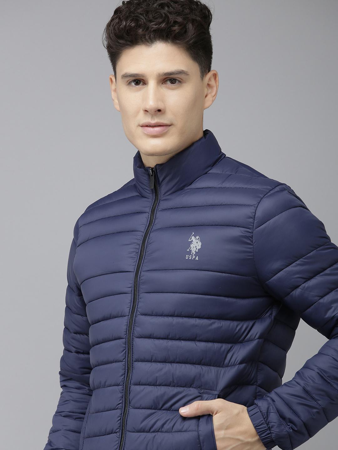 Buy U.S. Polo Assn. Men Navy Blue Solid Puffer Jacket - Jackets for Men ...