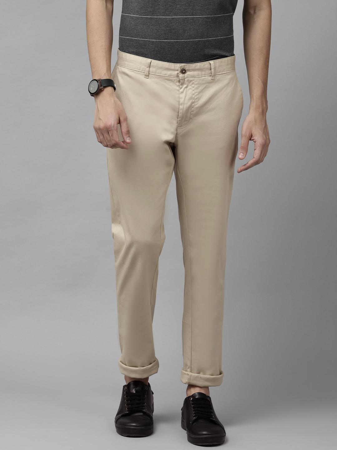 Buy Blackberrys Men Beige Slim Fit Chinos Trousers - Trousers for Men ...