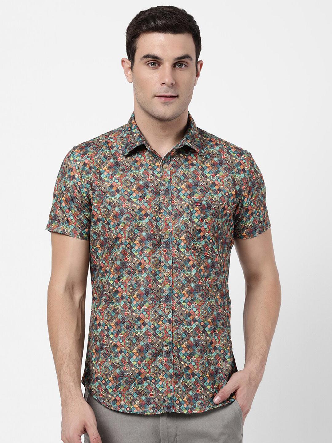 Buy AD By Arvind Men Multicoloured Slim Fit Printed Casual Shirt ...