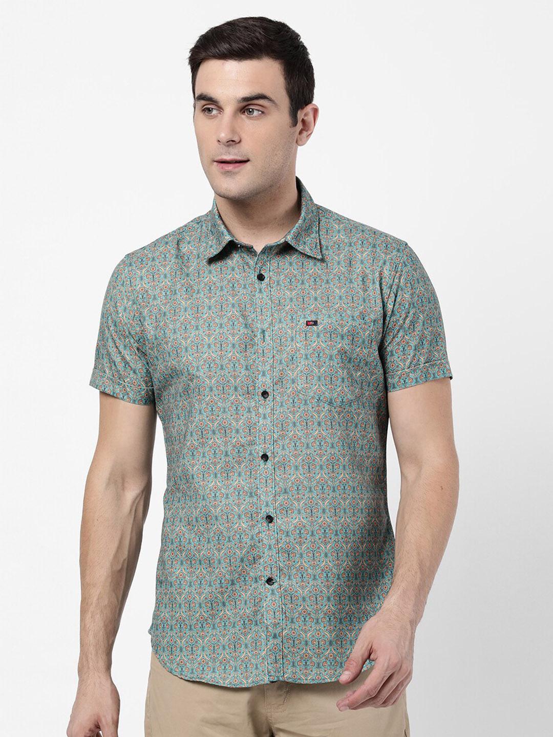 Buy AD By Arvind Men Green Slim Fit Printed Casual Shirt - Shirts for ...