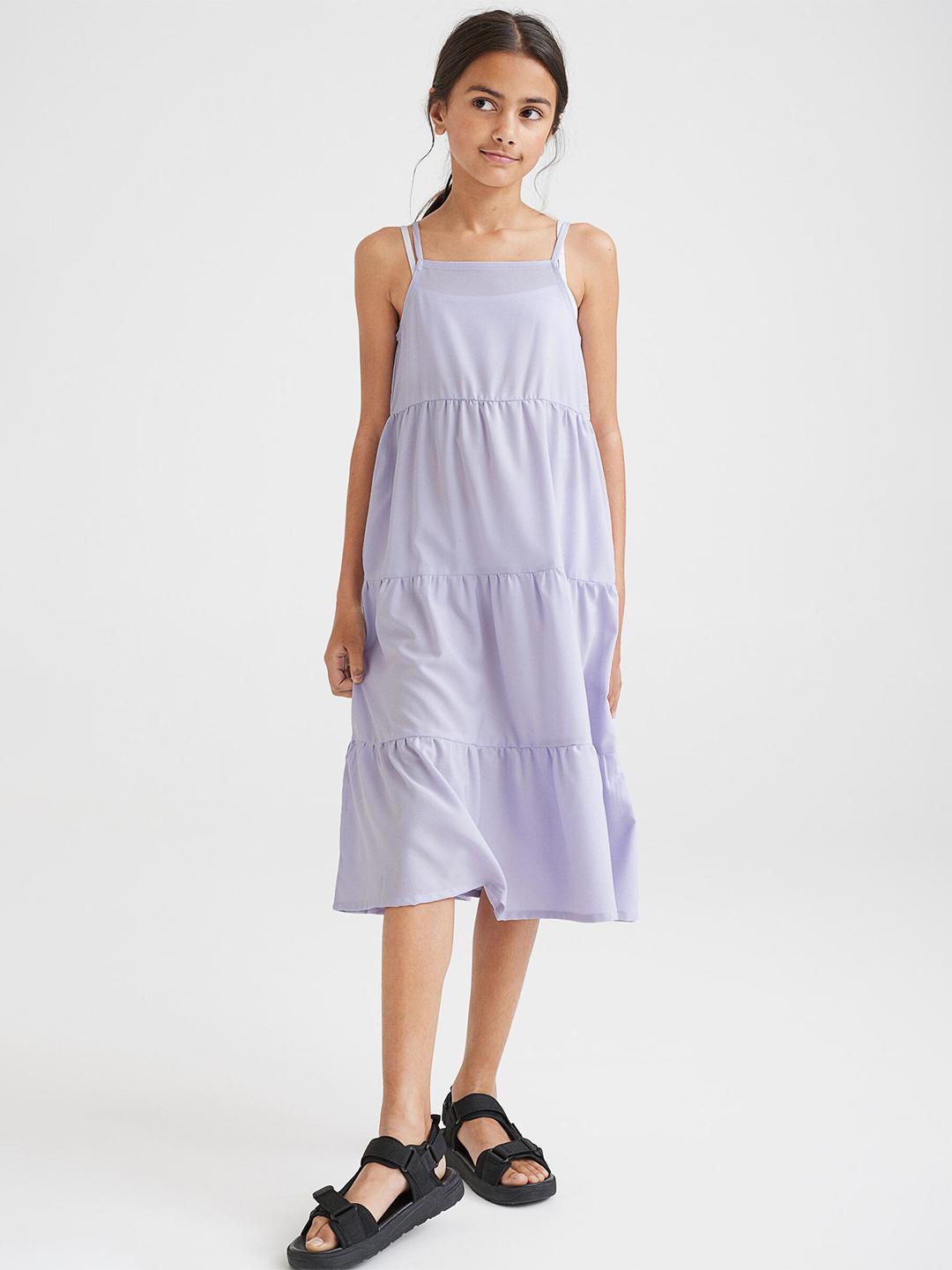 Buy H&M Girls Purple Solid Tiered Dress - Dresses for Girls 19073934 ...