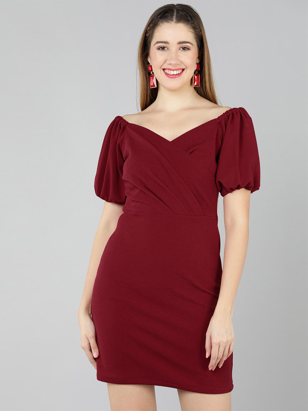 Buy Golden Kite Maroon Sheath Dress - Dresses for Women 19078360 | Myntra