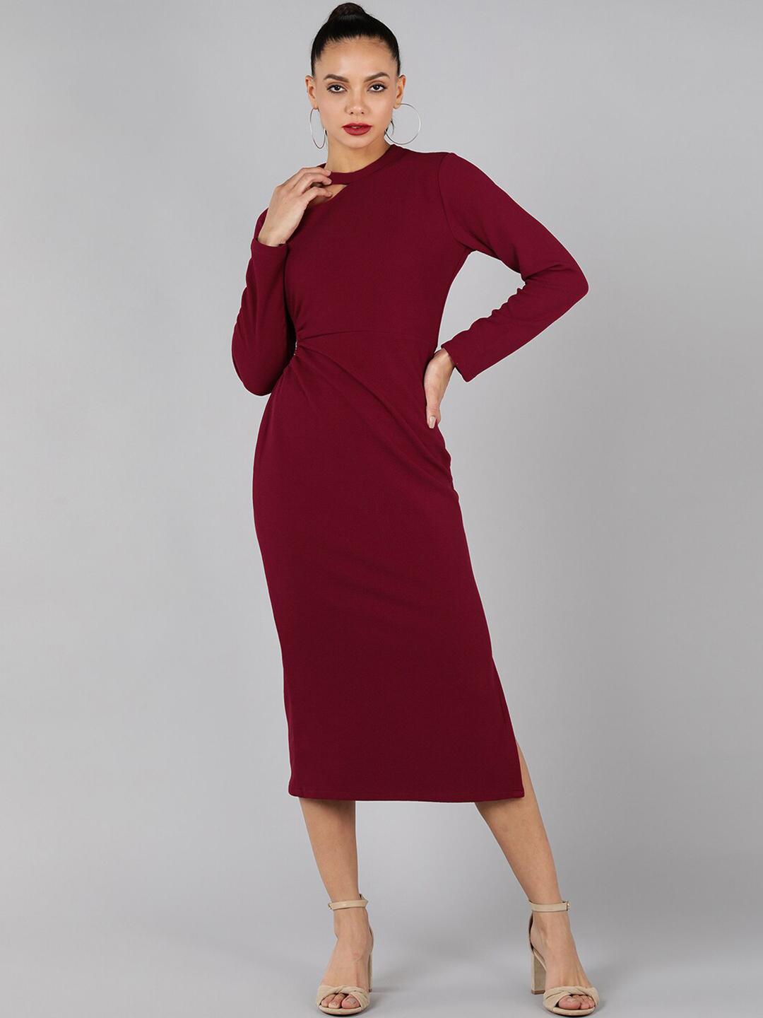 Buy Golden Kite Maroon Sheath Midi Dress - Dresses for Women 19081756 ...