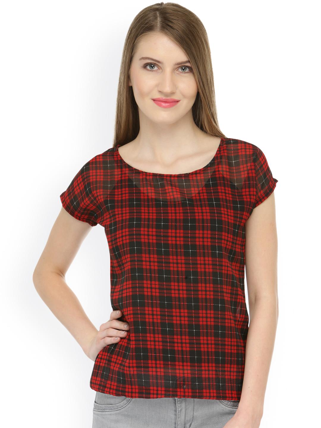 Buy Cation Women Red Checked Top - Tops for Women 1911735 | Myntra