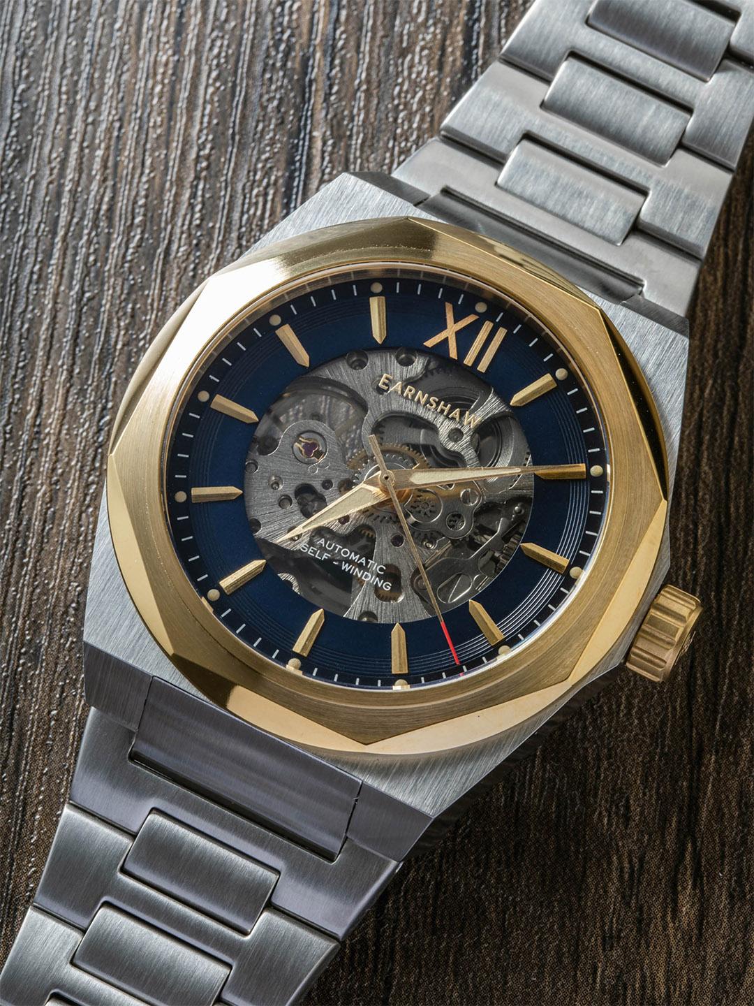 Buy EARNSHAW Clark Skeleton Automatic Blue Round Dial Men's Watch ES ...