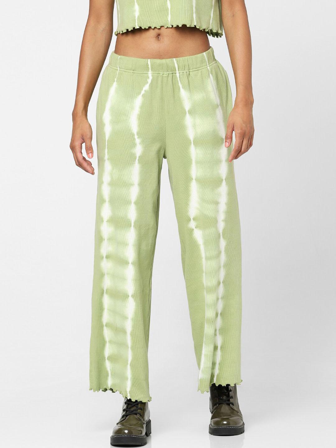 Buy ONLY Women Light Green Straight Fit Trousers - Trousers for Women ...