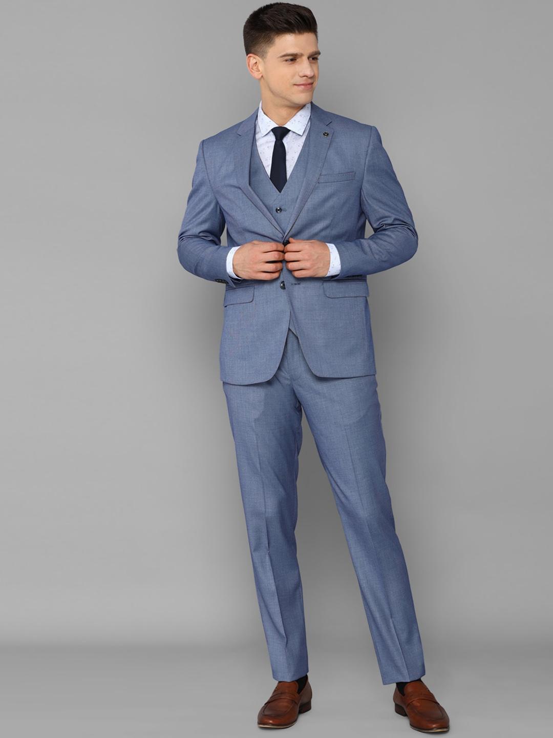 Buy Allen Solly Men Blue Solid 3 Peice Formal Suits - Suits for Men ...