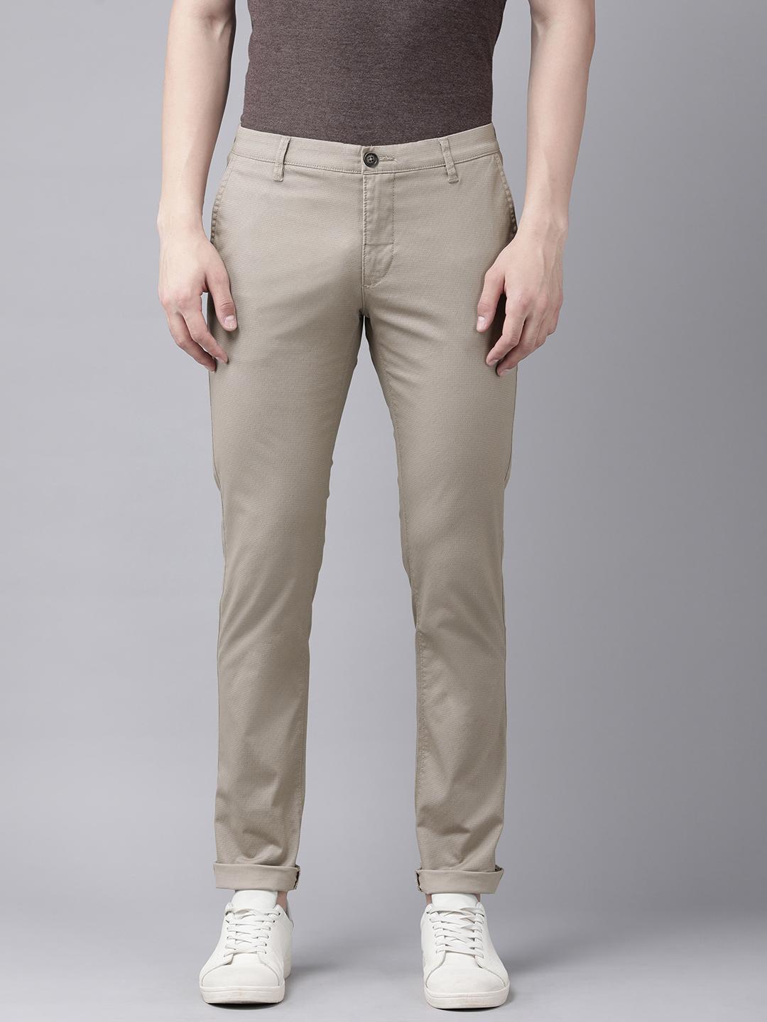 Buy U S Polo Assn Men Self Design Textured Slim Fit Regular Trousers ...