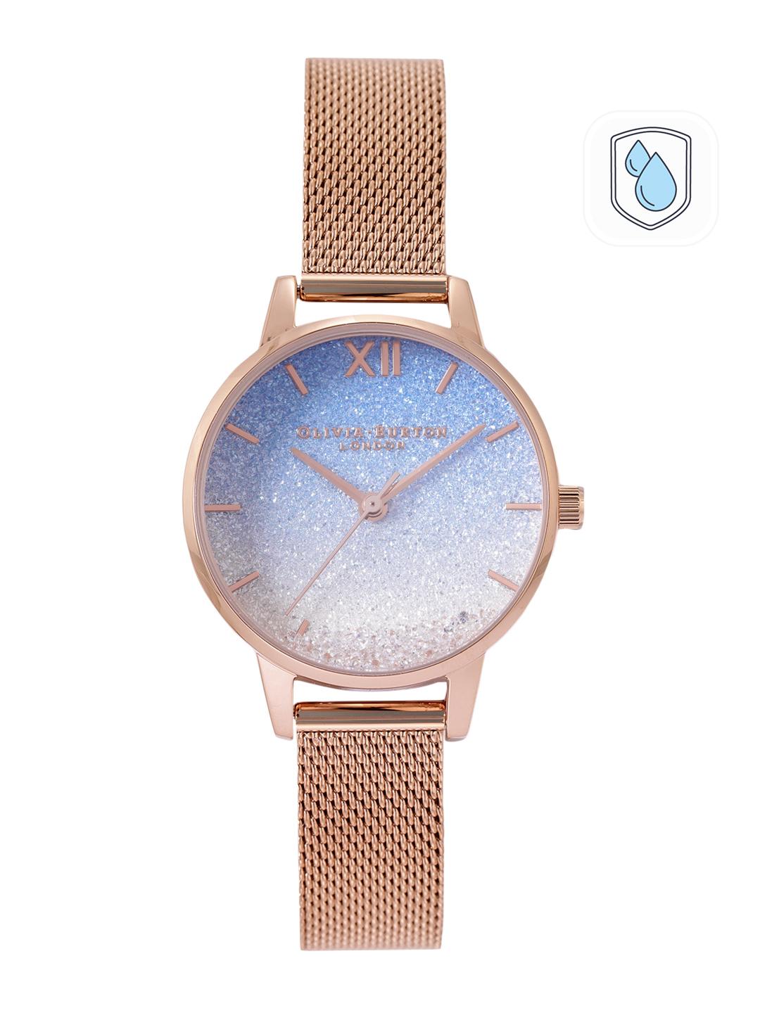 Buy Olivia Burton Women Blue Ombre Embellished Dial & Stainless Steel ...