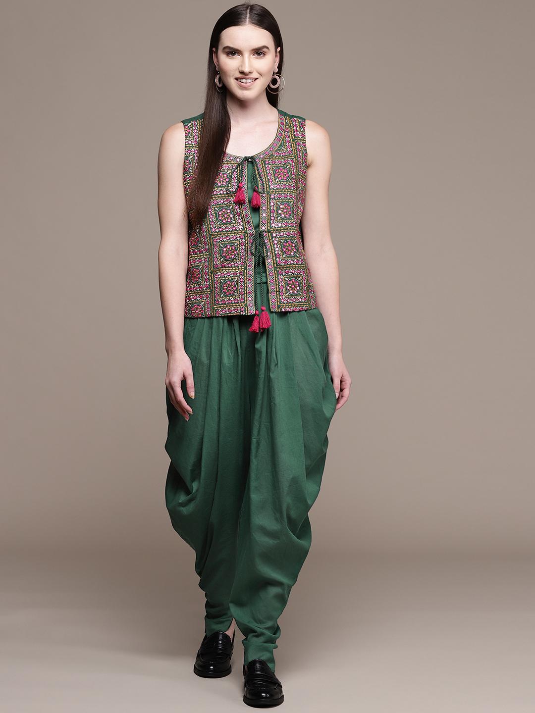 Buy Aarke Ritu Kumar Women Embroidered Jacket With Dhoti Pant And Inner ...