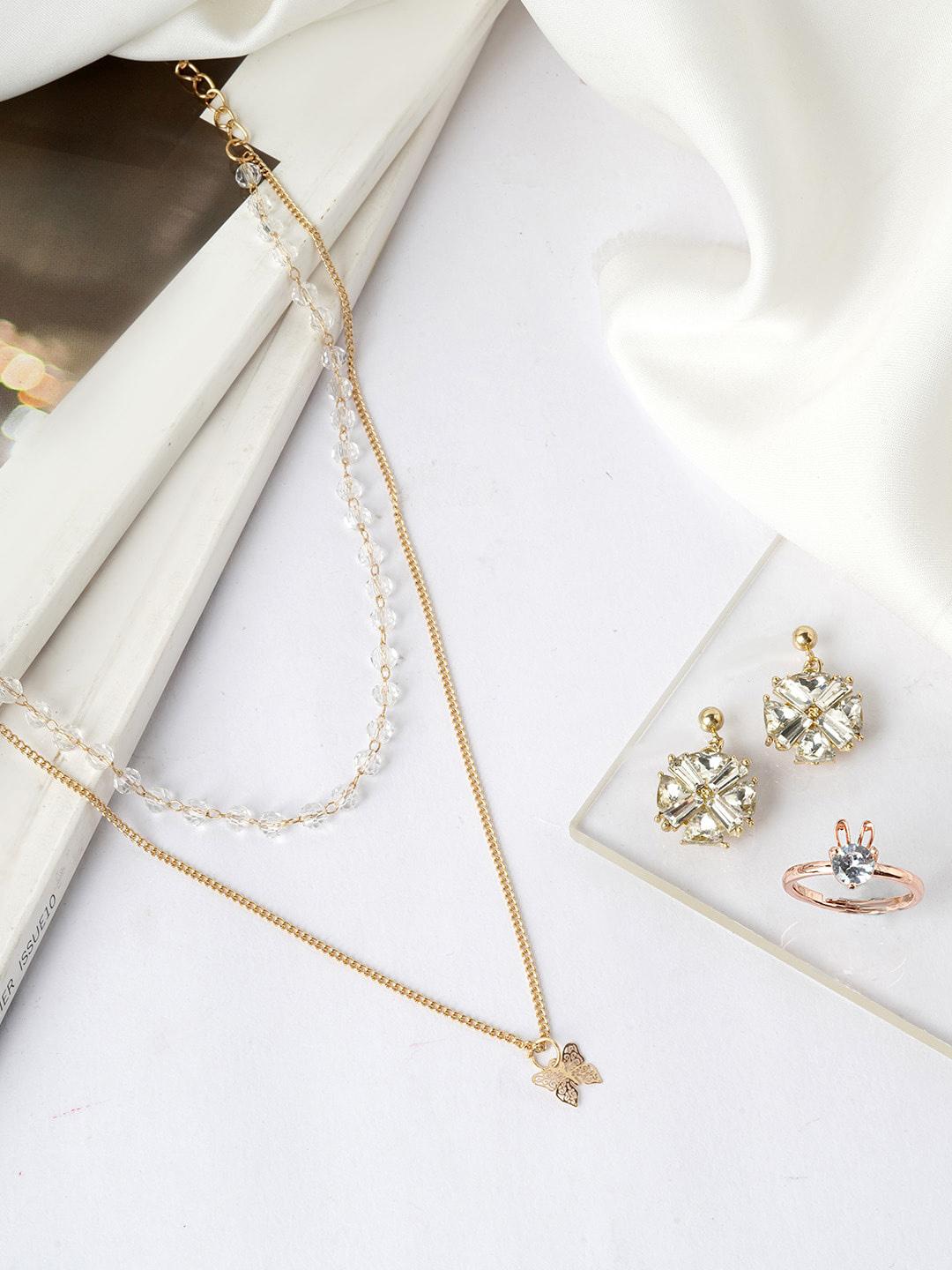 Buy JOKER & WITCH Women Rose Gold Coloured & White Stone Studded ...