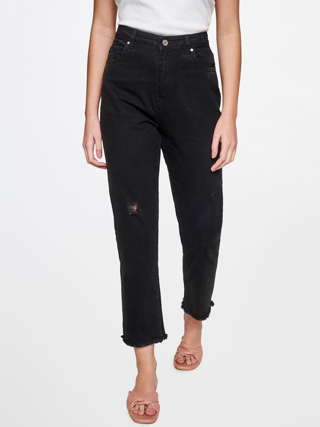 Buy AND Women Black Mom Fit Trousers - Trousers for Women 19282946 | Myntra