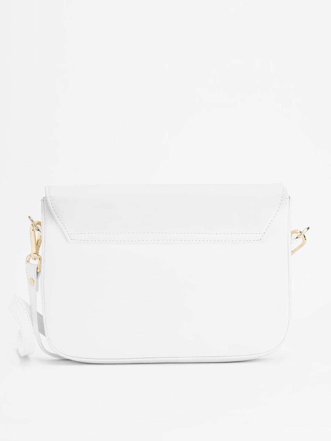 Buy The Label Life White Leather Structured Rectangle Sling Bag ...