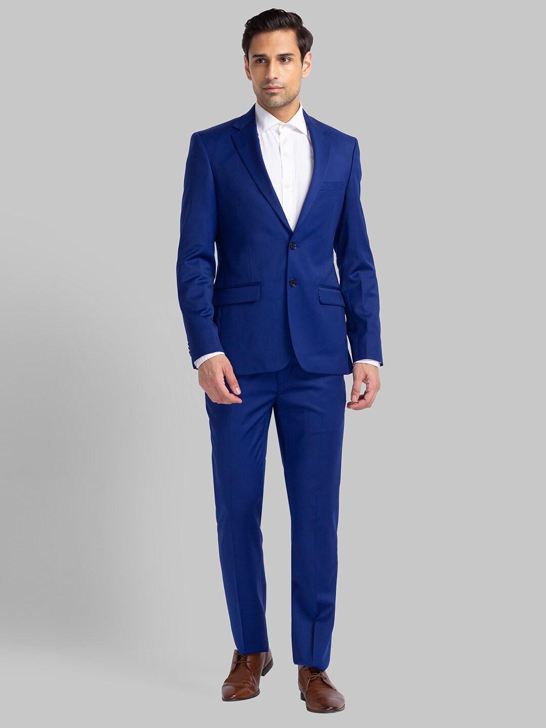 Buy Raymond Men Blue Solid Single Breasted Formal Suits - Suits for Men ...
