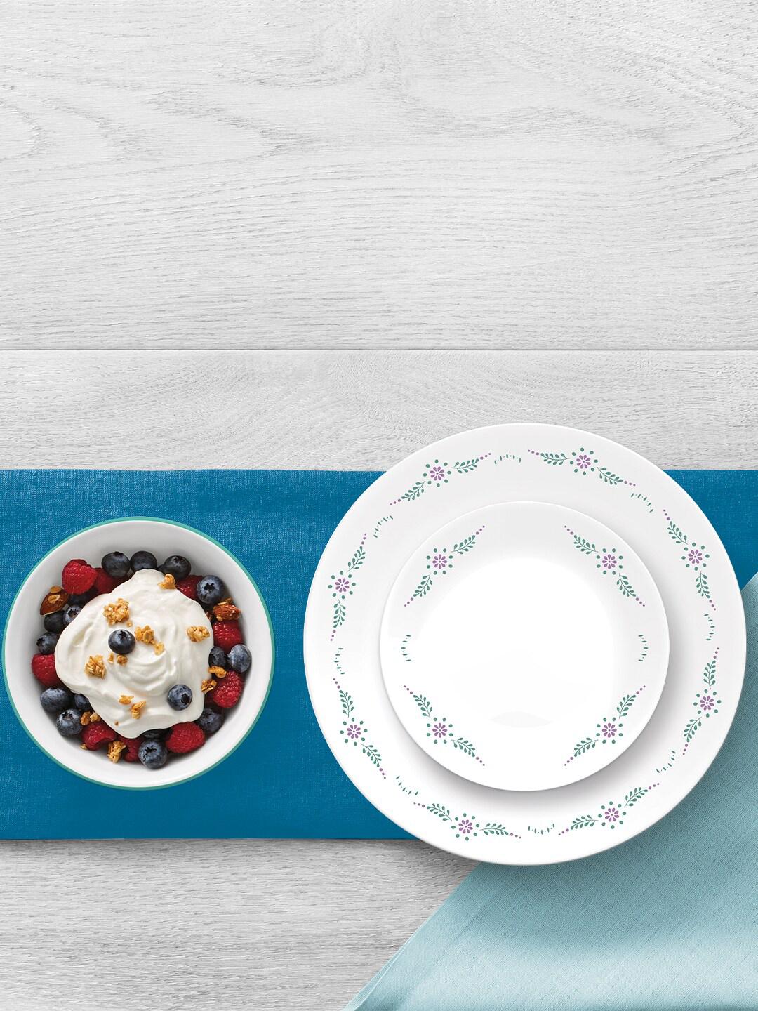 Buy Corelle White & Purple Set Of 9 Dishwasher & Microwave Safe ...