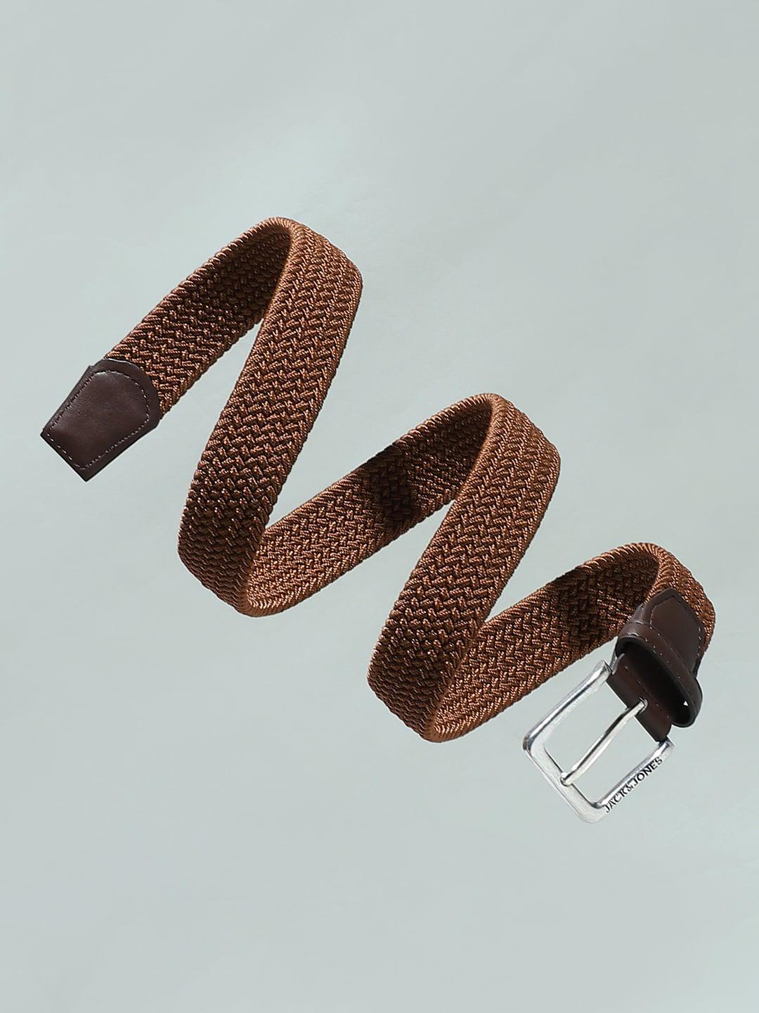 Buy Jack & Jones Men Brown Textured Formal Belt - Belts for Men ...